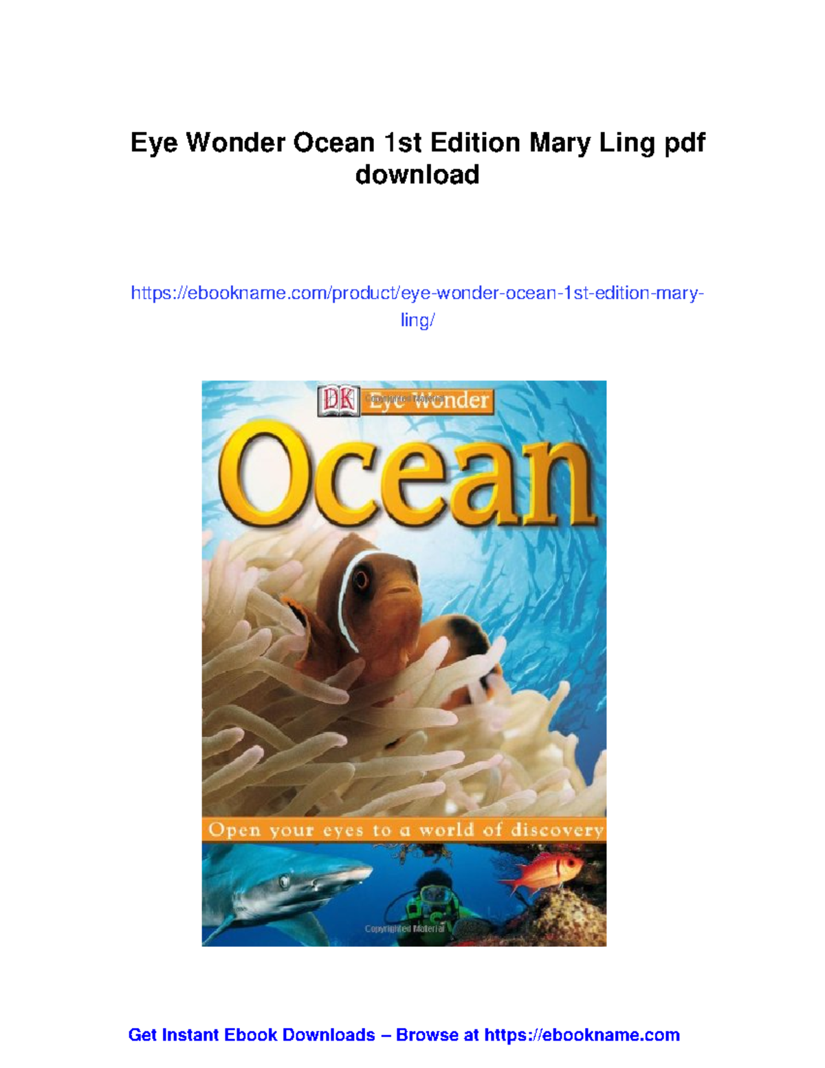 Eye wonder ocean 1st edition: A journey through marine life - Studocu