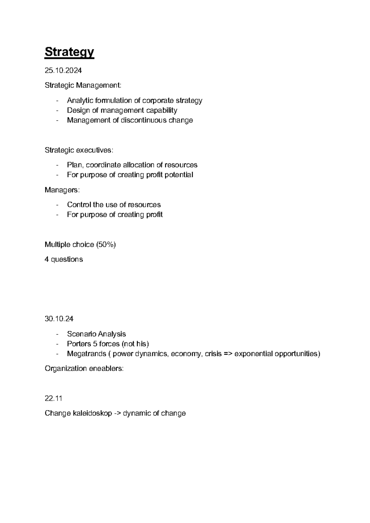 Strategy - summary of content - Strategy 25. Strategic Management ...