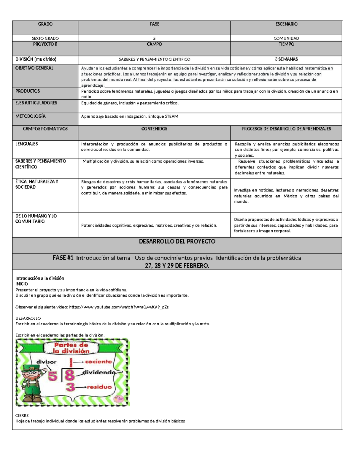Proyecto 9: Aprendiendo la División en la Vida Cotidiana - Studocu