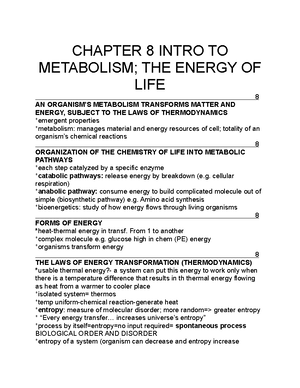 Ch 8 Study Guide - Chapter 8: An Introduction to Metabolism – Learning ...