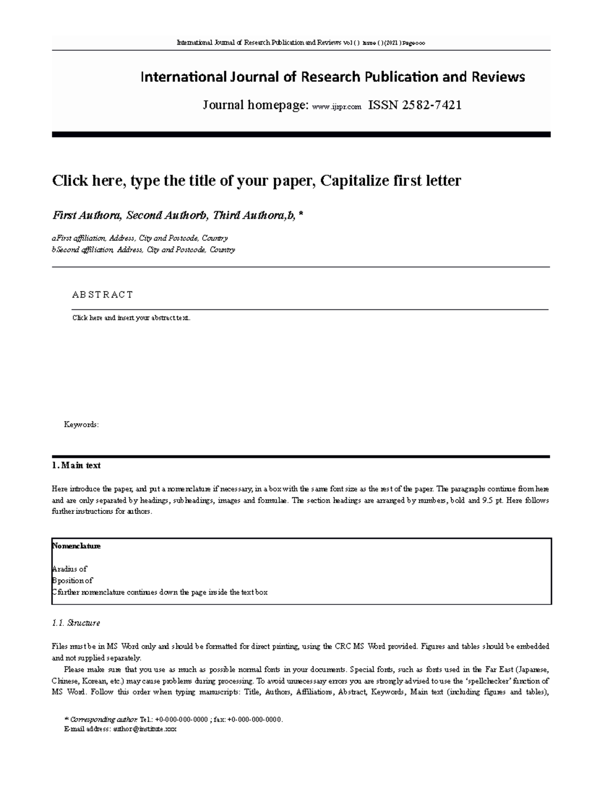 Ijrpr- Paper- Template for Research Publication and Reviews - Studocu