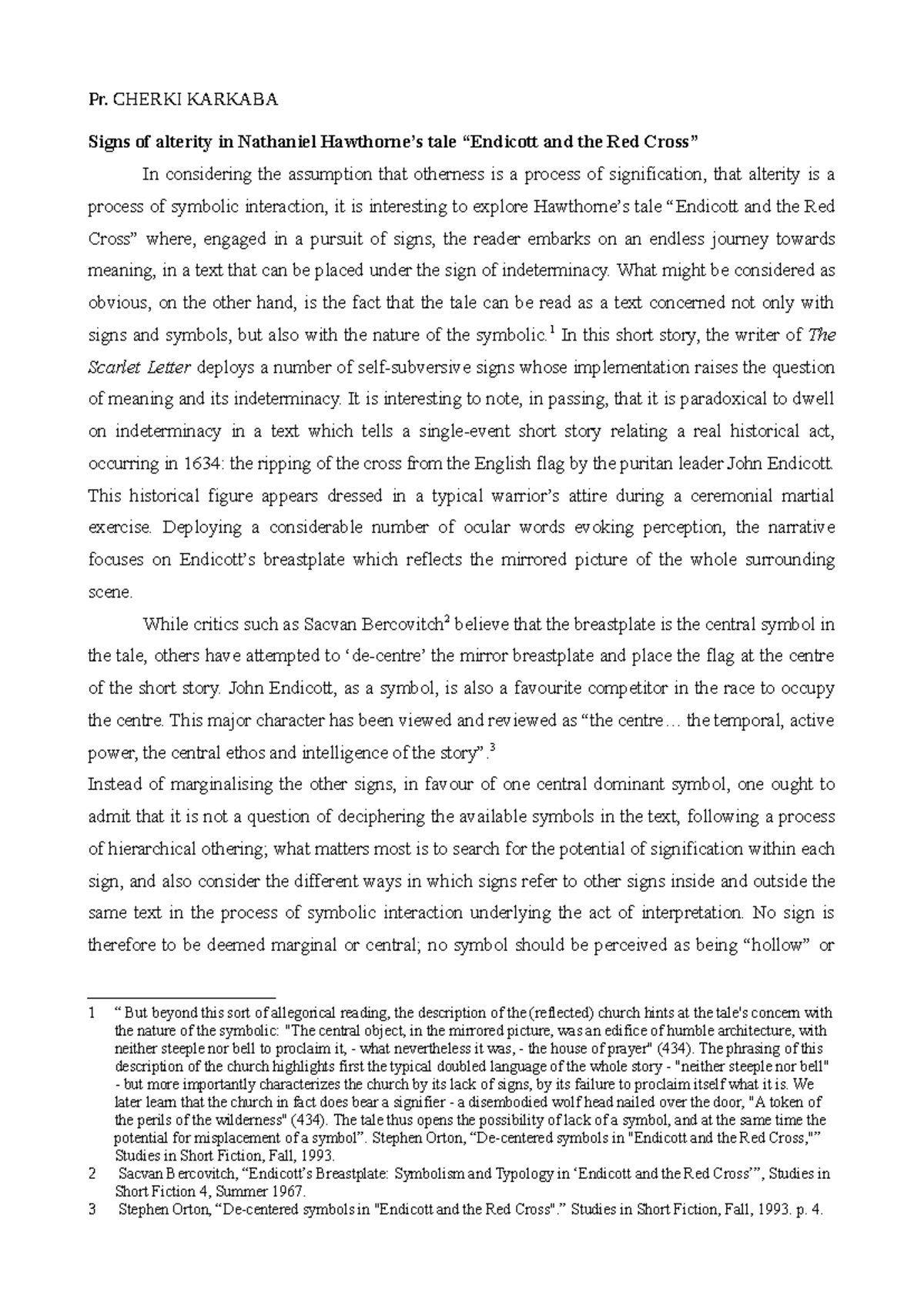 Endicott and the Red: Analyzing Signs of Alterity in Puritan Symbolism ...