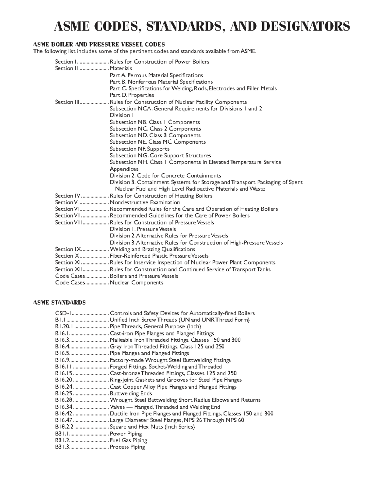 ASME Codes, Standards, & Designators for Boilers & Pressure Vessels ...