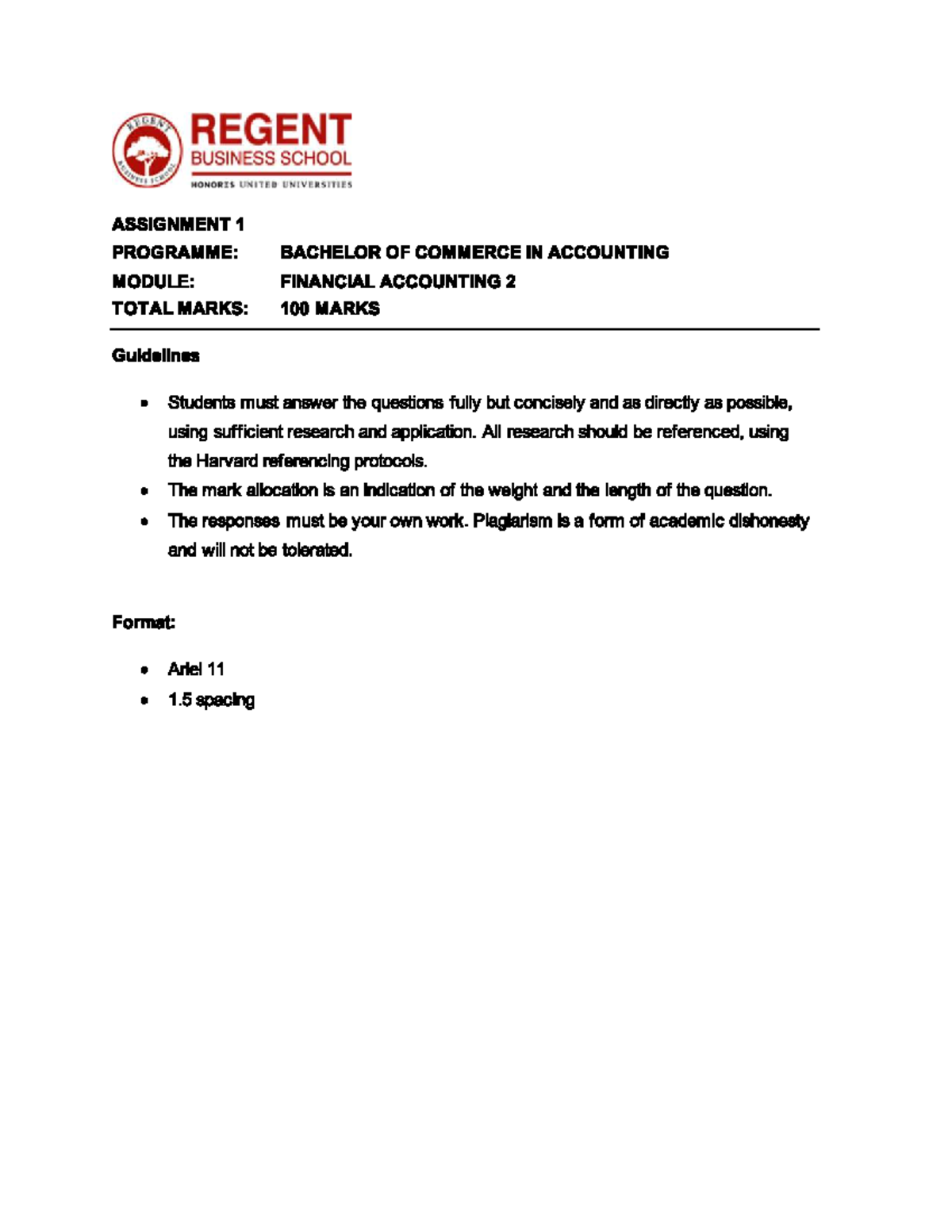 BCMAC FA2 Financial Accounting 2 Assignment 1 Guidelines and ...