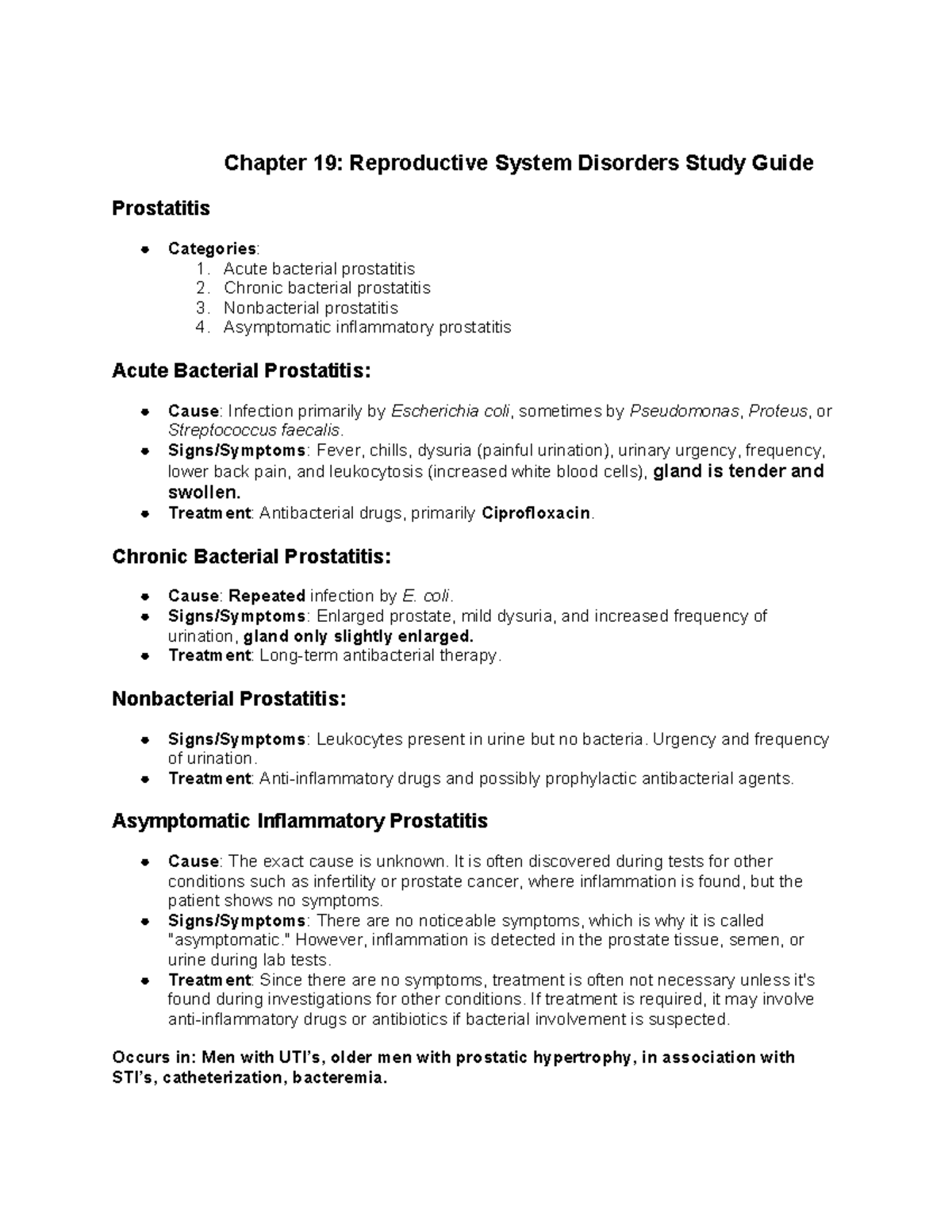 In Class Powerpoints - patho notes - Chapter 19: Reproductive System ...