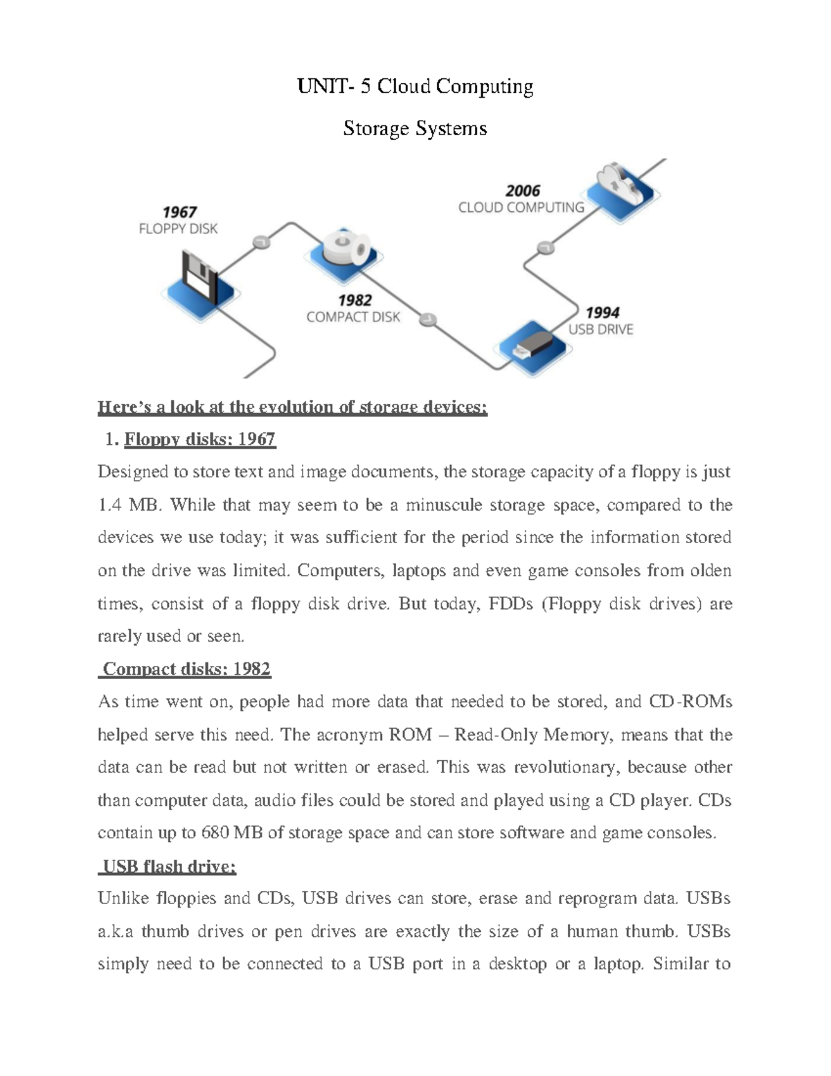 Unit 5: Cloud Computing - Storage Systems Overview and Evolution - Studocu