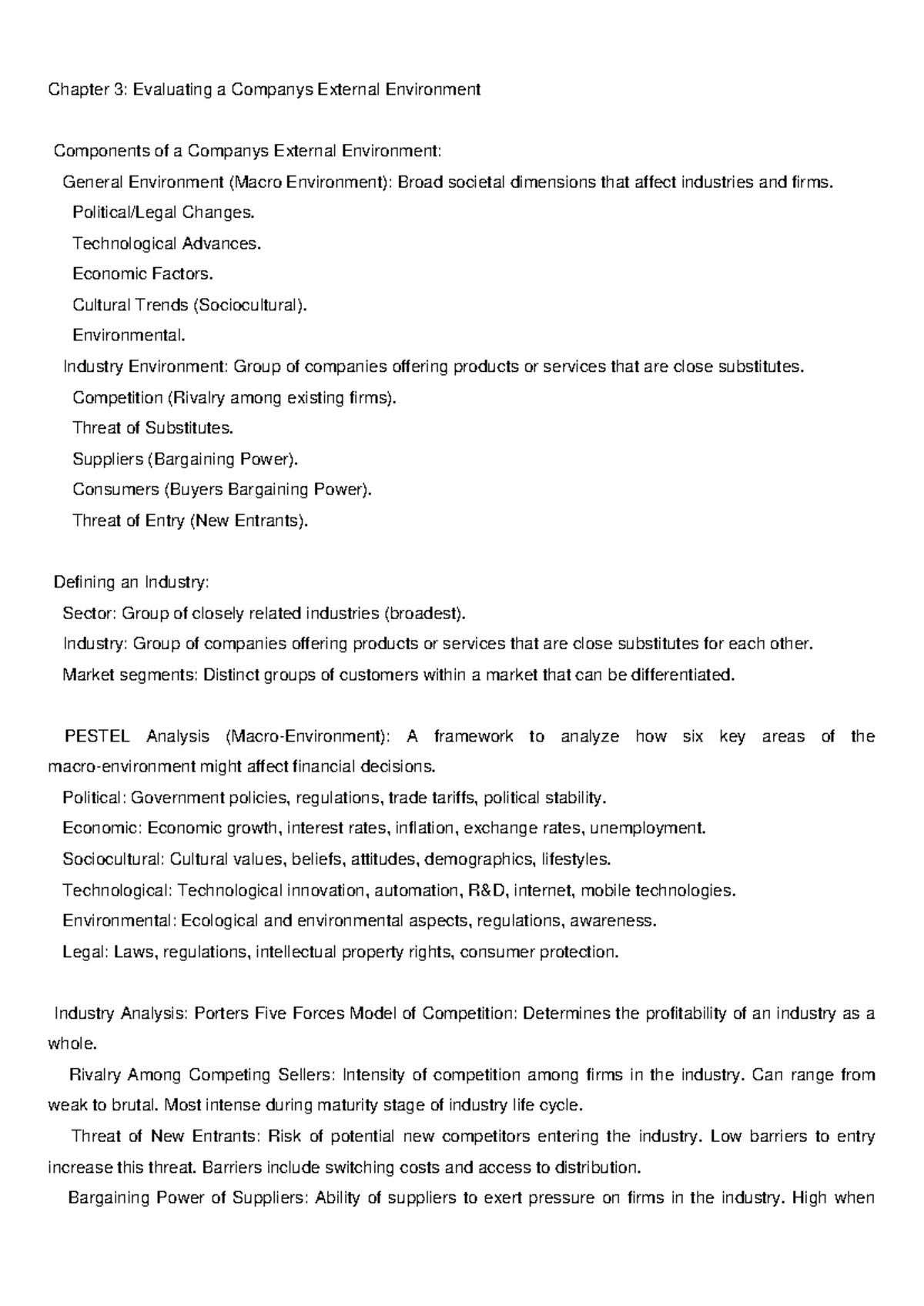 Chapter 3: Evaluating a Company's External Environment - Analysis and Insights - Chapter 3 ...