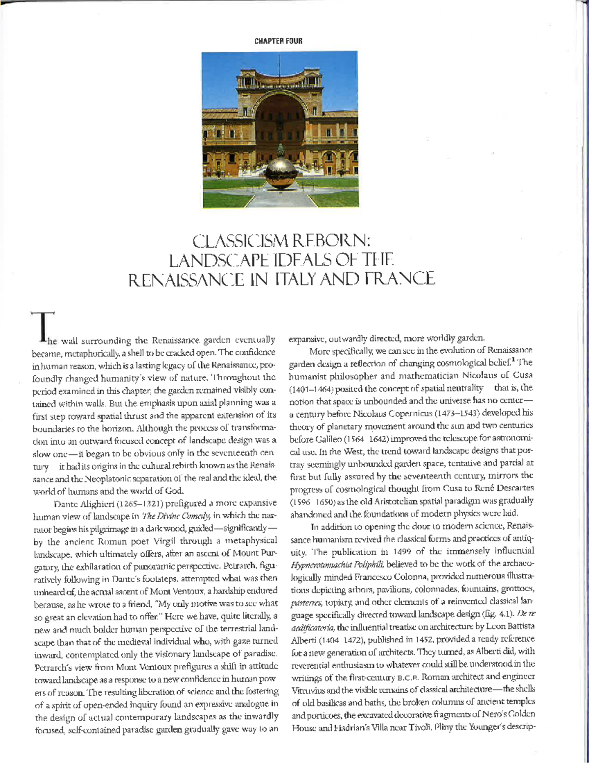 CHAPTER FOUR: CLASSICISM REBORN IN RENAISSANCE LANDSCAPE DESIGN (ART ...