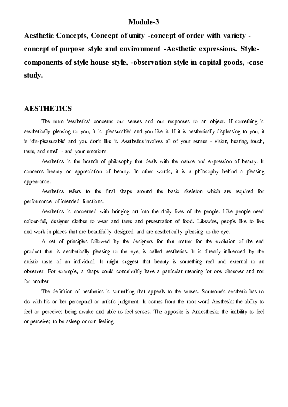 PDE Module 3: Aesthetic Concepts, Unity, and Order in Design - Studocu