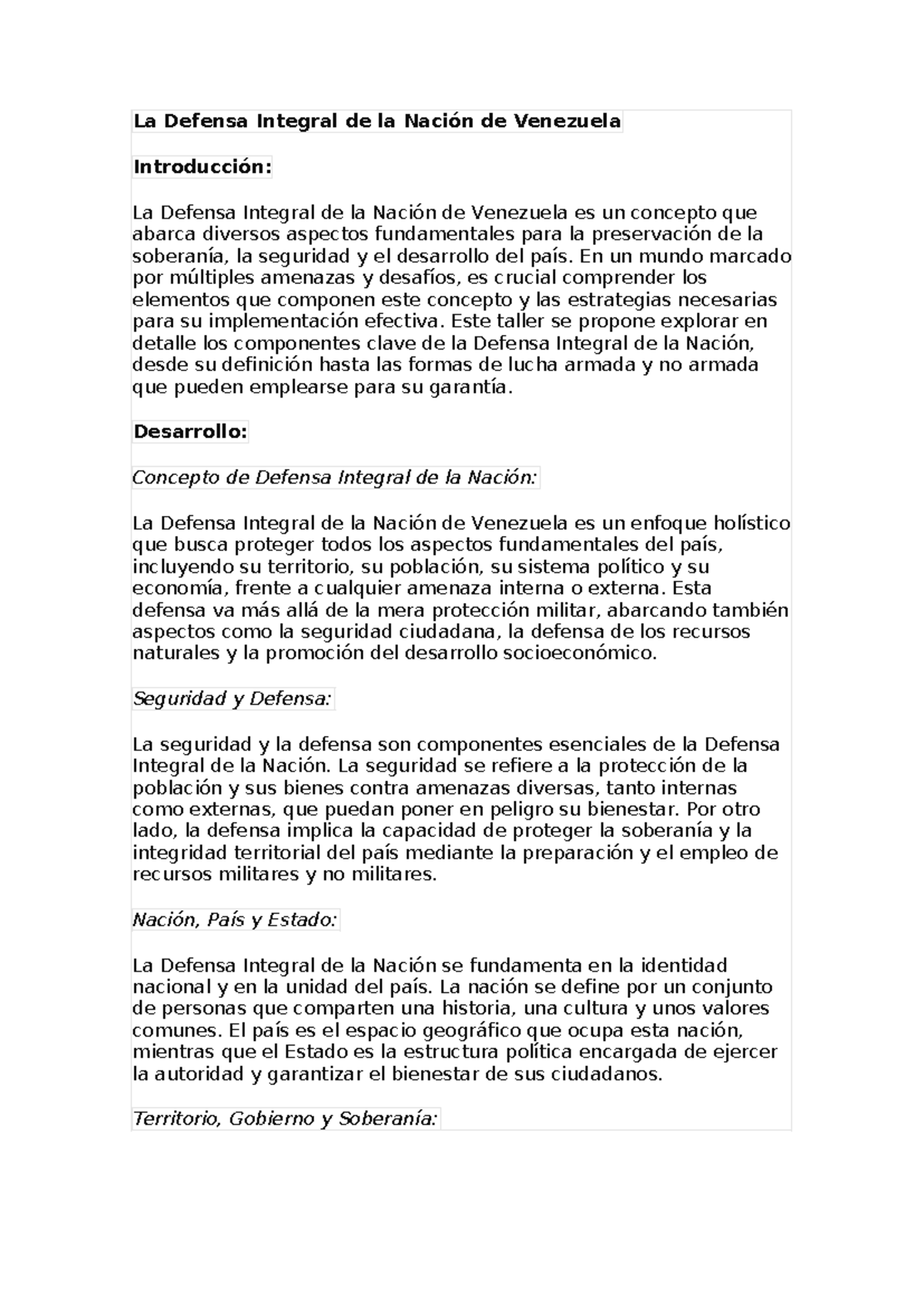 Defensa Integral de la Nación de Venezuela: Conceptos y Estrategias ...