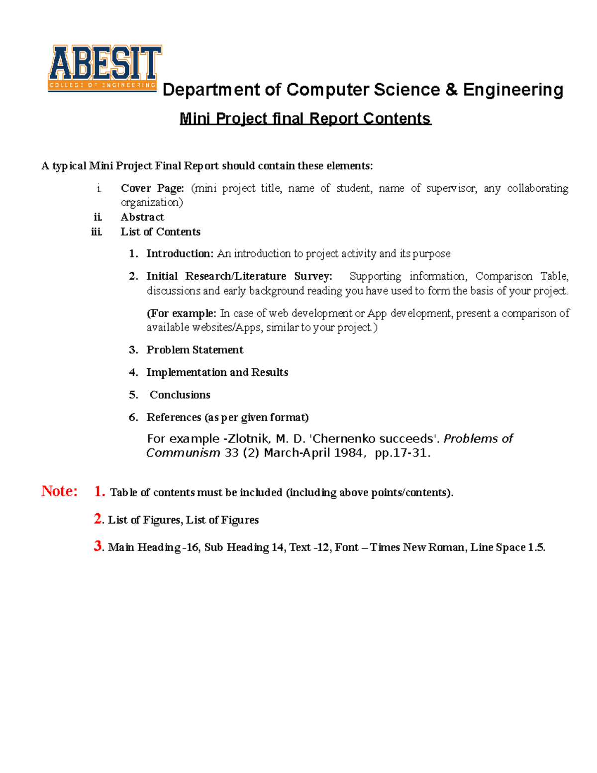 2nd year mini project report format - Department of Computer Science & Engineering Mini Project ...