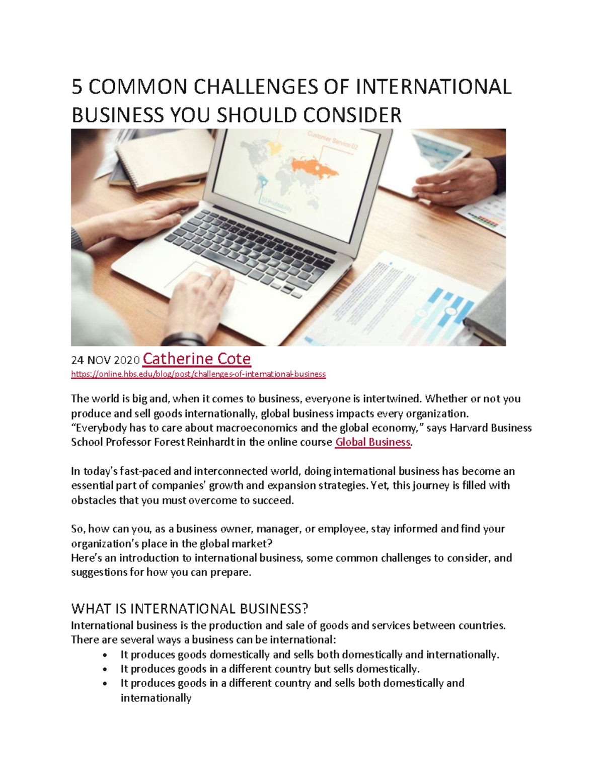 5 Key Challenges in International Business - HBS (2024) - Studocu