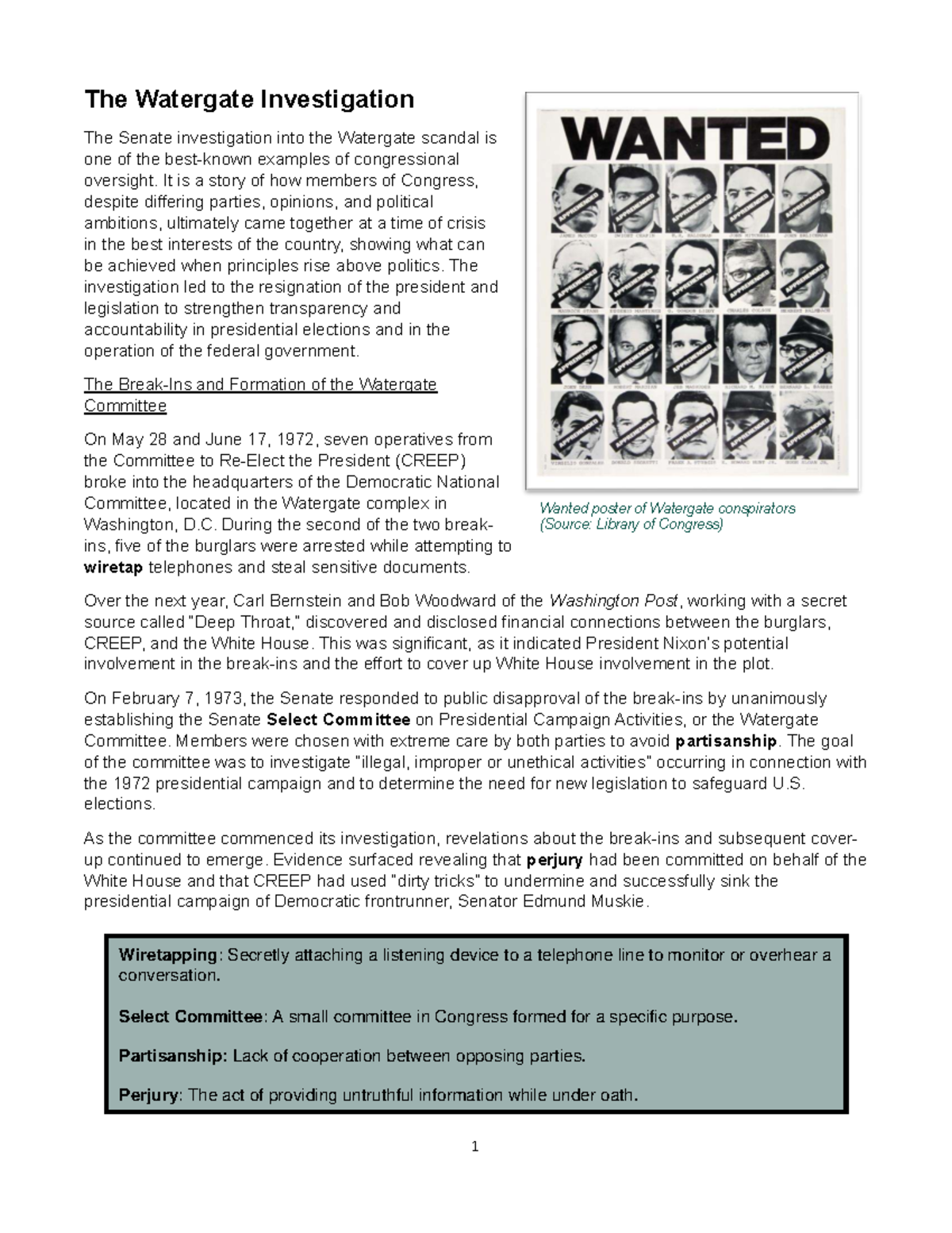 The Watergate Investigation: Congressional Oversight and Impact - Studocu