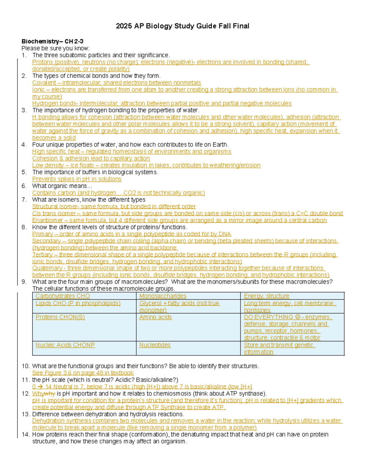 2025 AP Biology Study Guide: Fall Final Exam Notes - Studocu