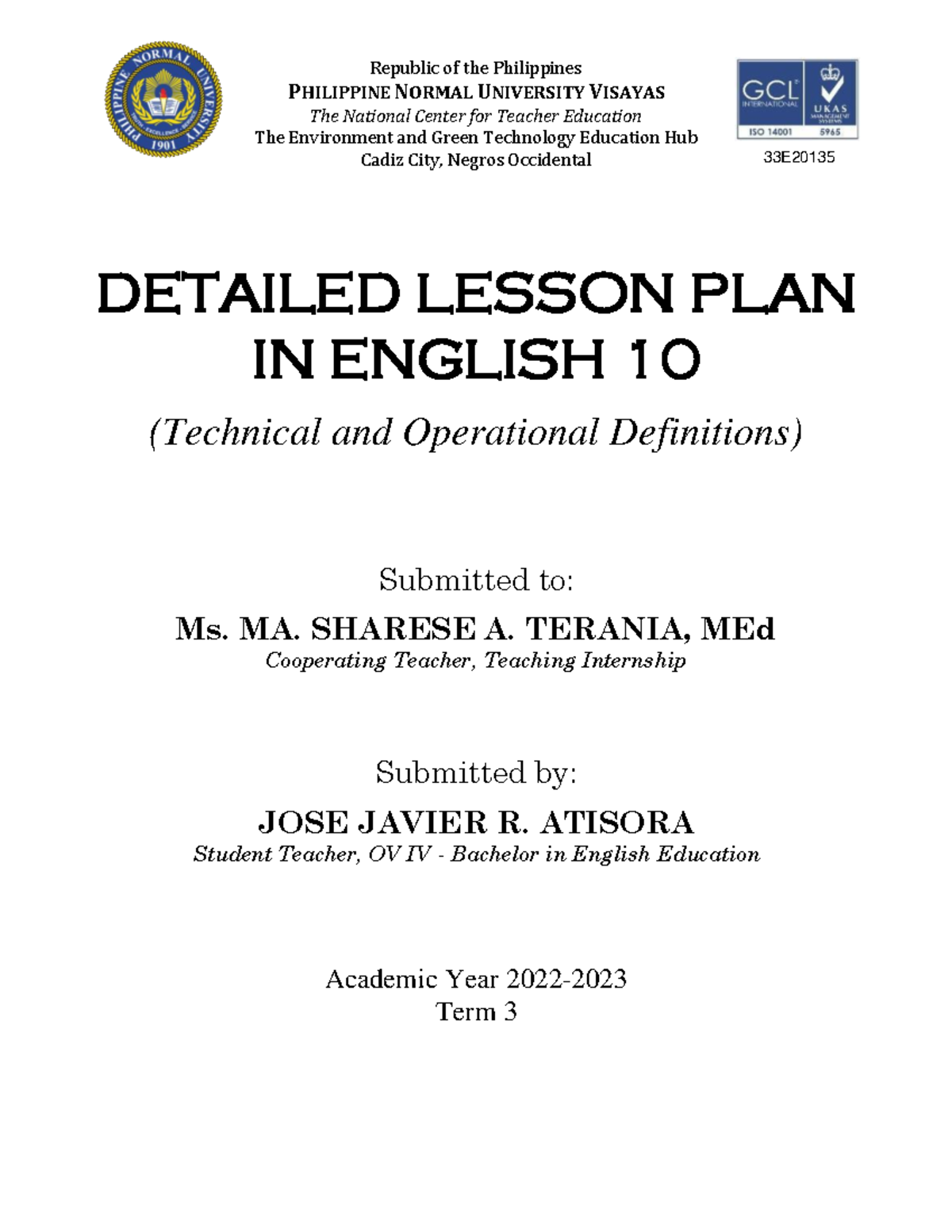 DLP ENGLISH 10 - Technical & Operational Definitions Lesson Plan - Studocu