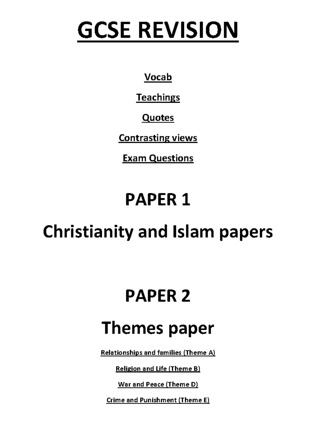 AQA GCSE Mock Exam Revision Guide: Christianity & Islam Highlights ...