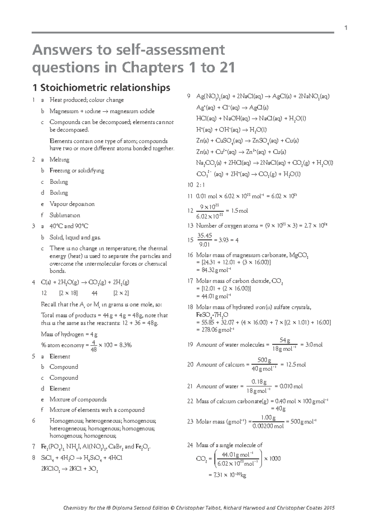 Self-Assessment Questions for Chemistry CH1-21 by Hodder Education ...