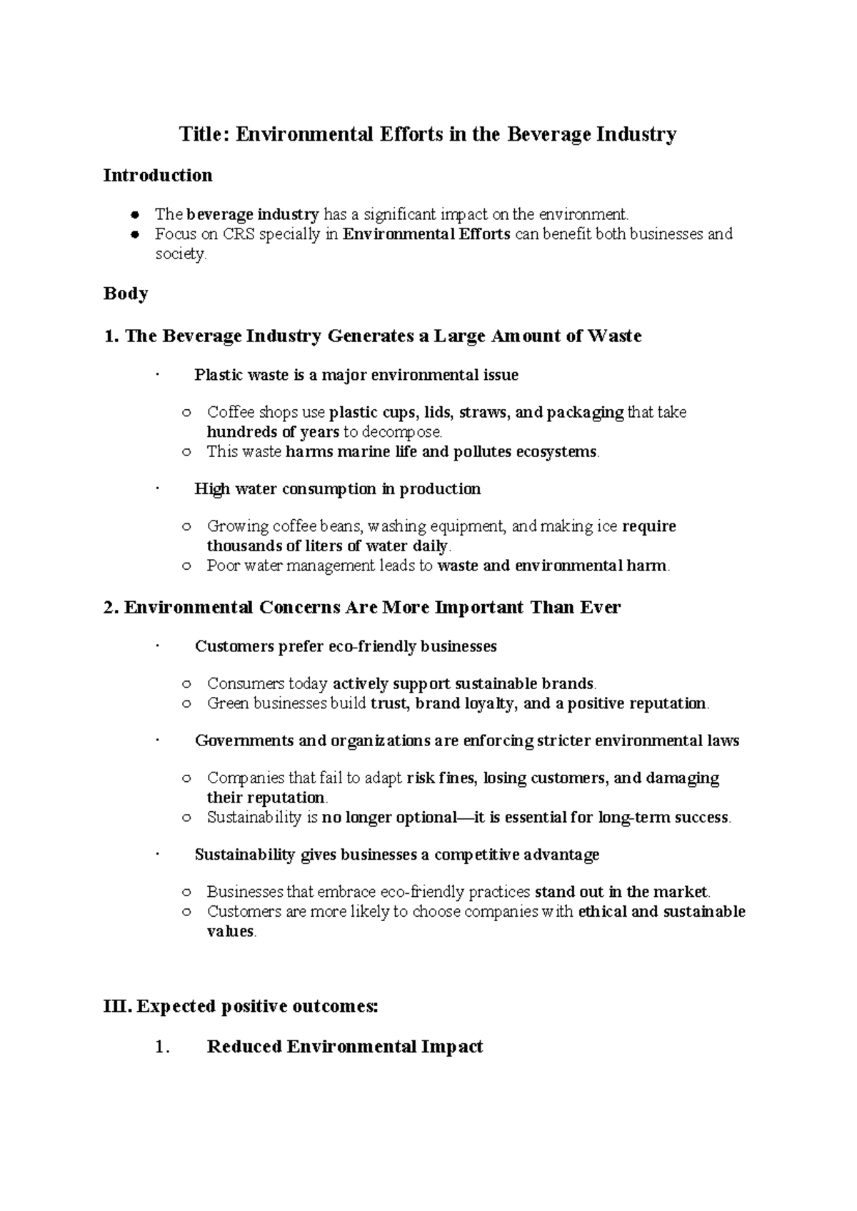 Title: ENV 101: Environmental Sustainability in the Beverage Industry ...