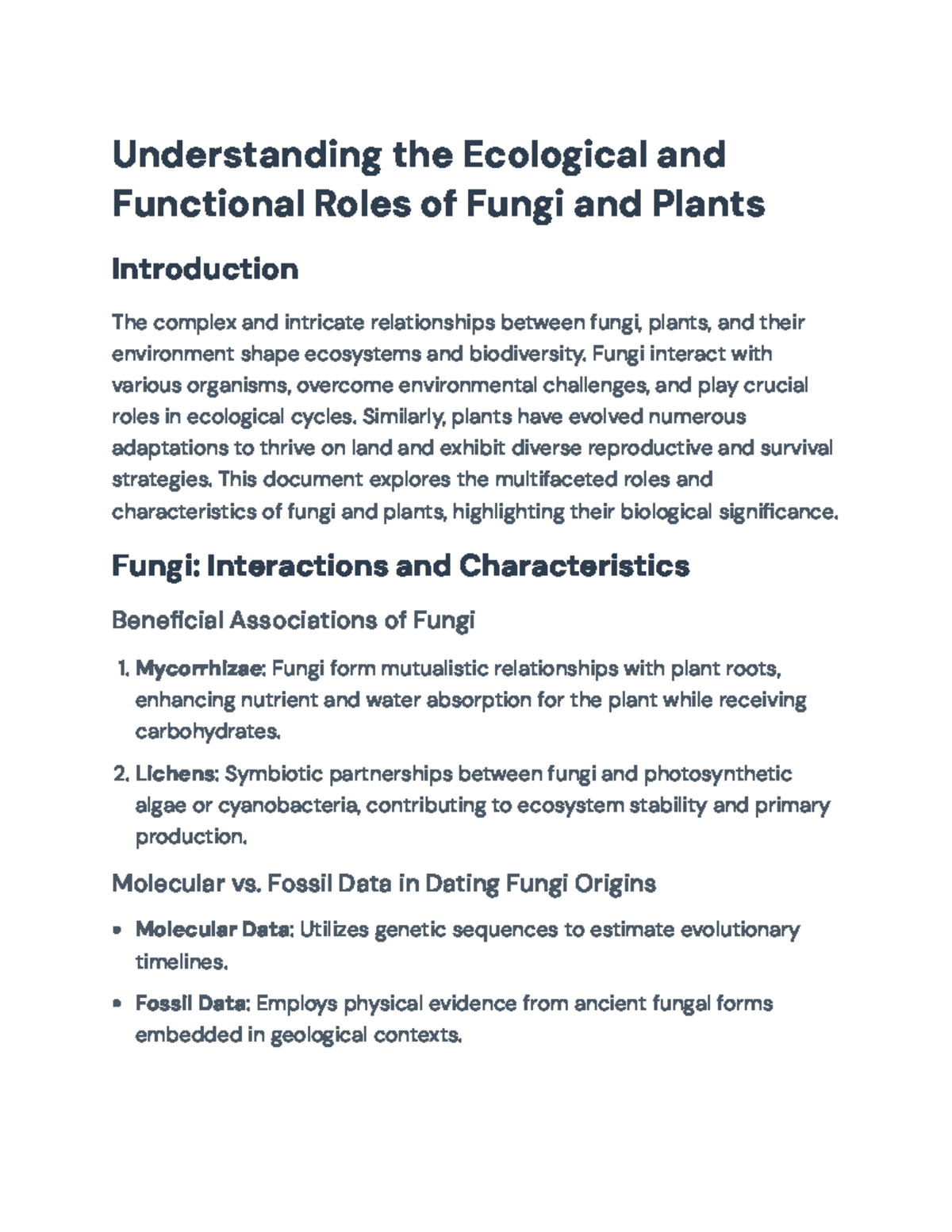 Understanding the Ecological Roles of Fungi and Plants in Ecosystems ...