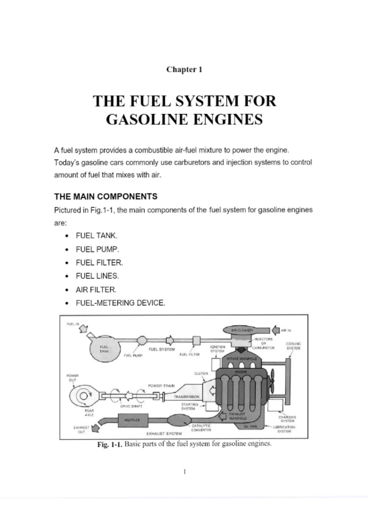 Chapter 1: Gasoline Engine Fuel System Overview (ENG101) - Studocu