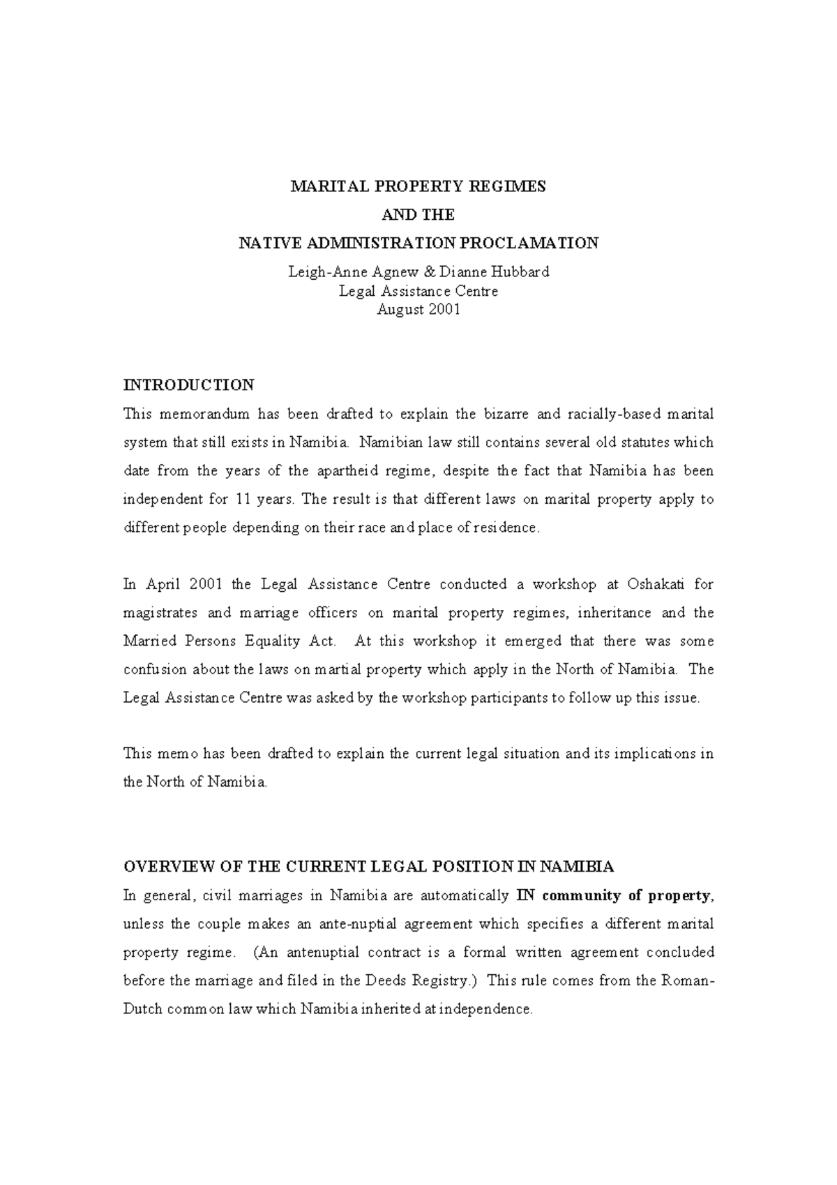 Marriagefin - Notes on Marital Property Regimes in Namibia - Studocu