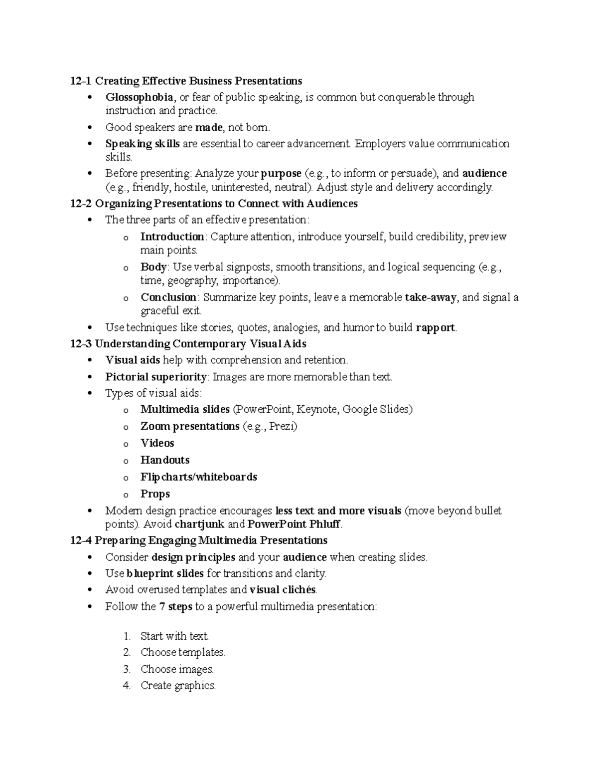 Chapter 12 - Summary: Mastering Business Presentations Techniques - Studocu