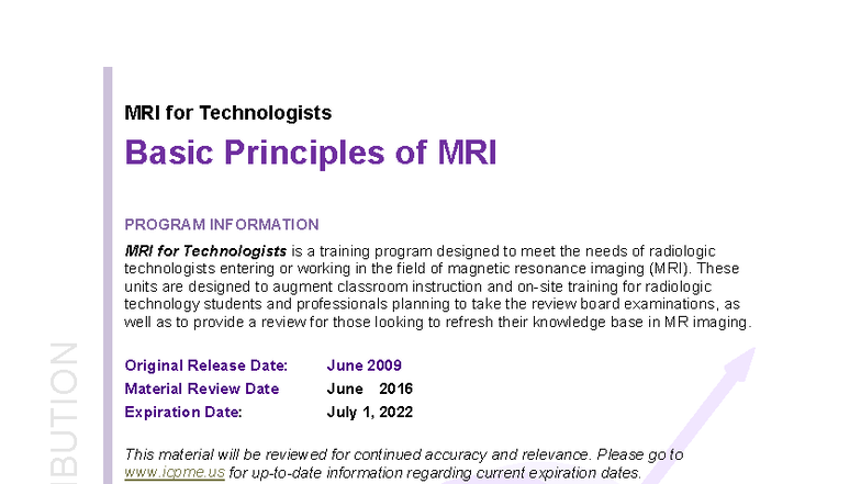 4712-303 Basic Principles of MRI: A Comprehensive Overview for ...