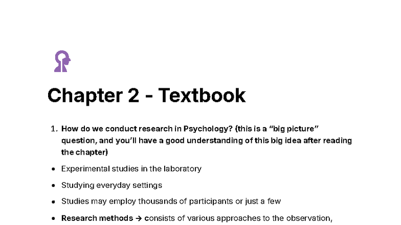 Chapter 2 Textbook 1: Research Methods in Psychology Explained - Studocu
