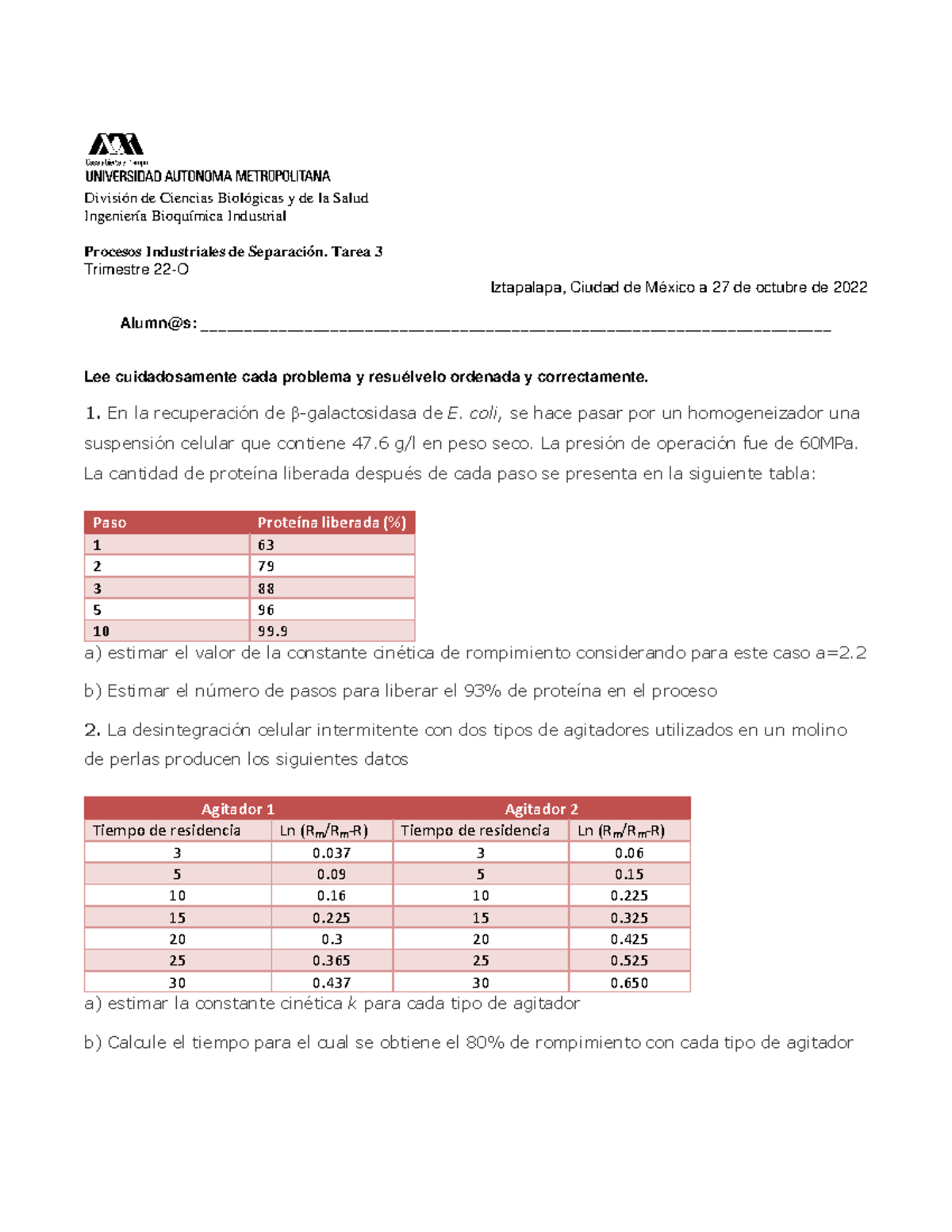T3 Prob RC - Ejercicios - División de Ciencias Biológicas y de la Salud Ingeniería Bioquímica ...