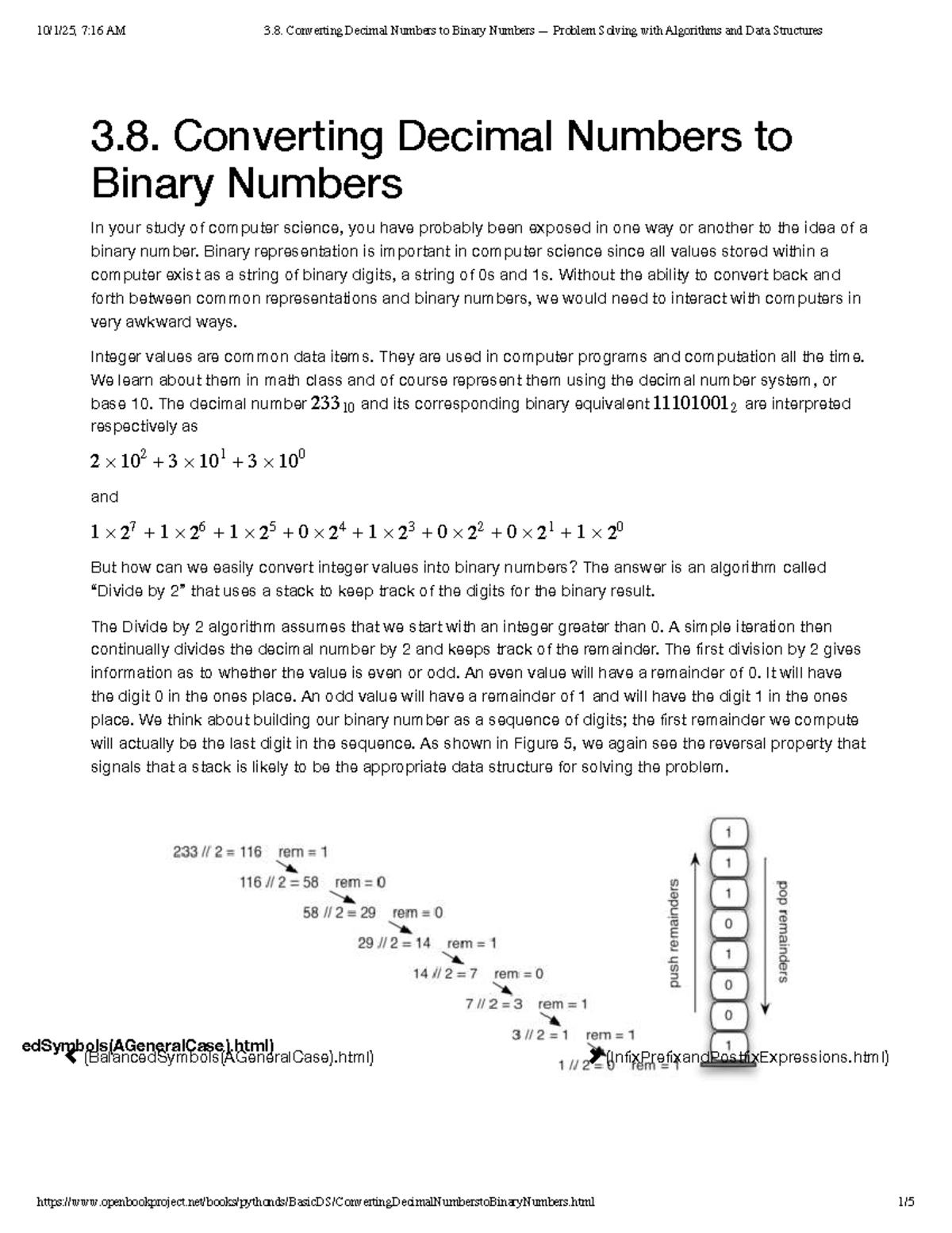 Converting Decimal to Binary & Other Bases - PS in Algorithms 3.8 - Studocu