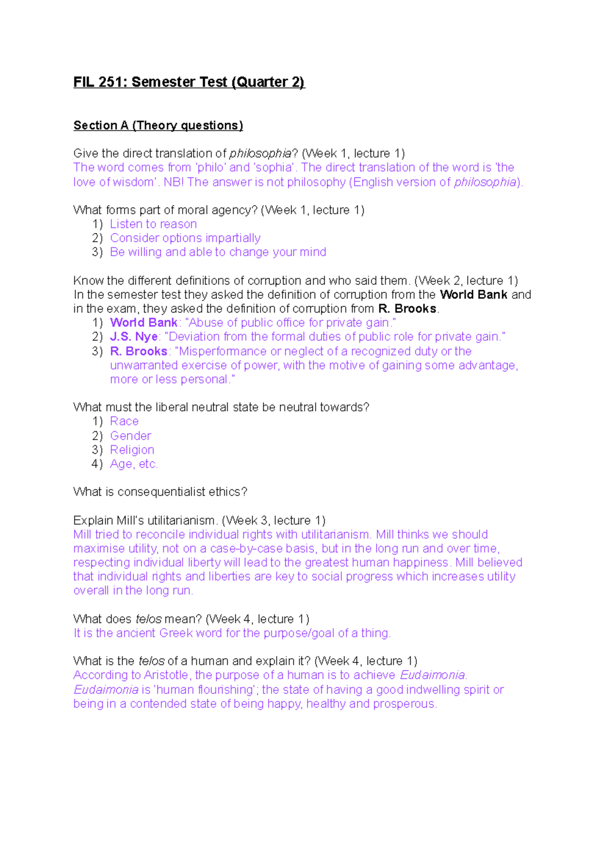 FIL 251 Semester Test (Quarter 2) - FIL 251: Semester Test (Quarter 2 ...