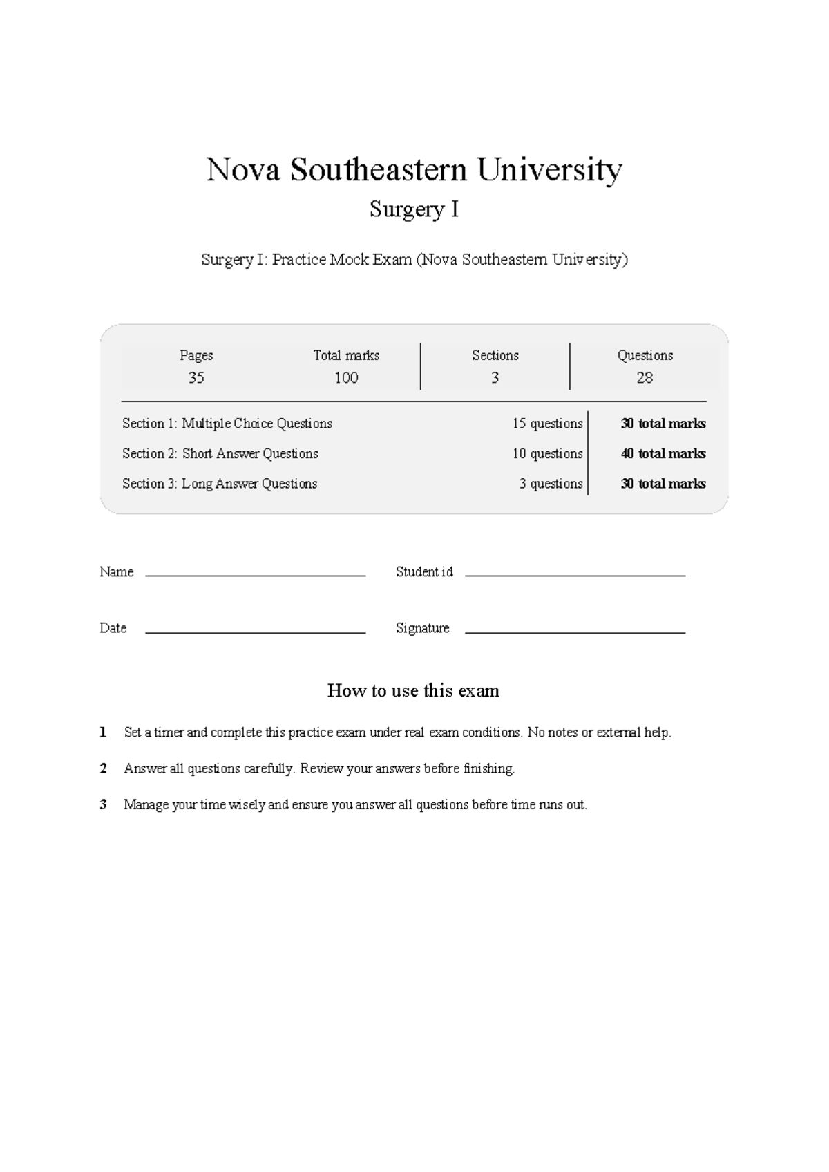 COM 7104 Surgery I: Practice Mock Exam & Answer Key 2026 - Studocu
