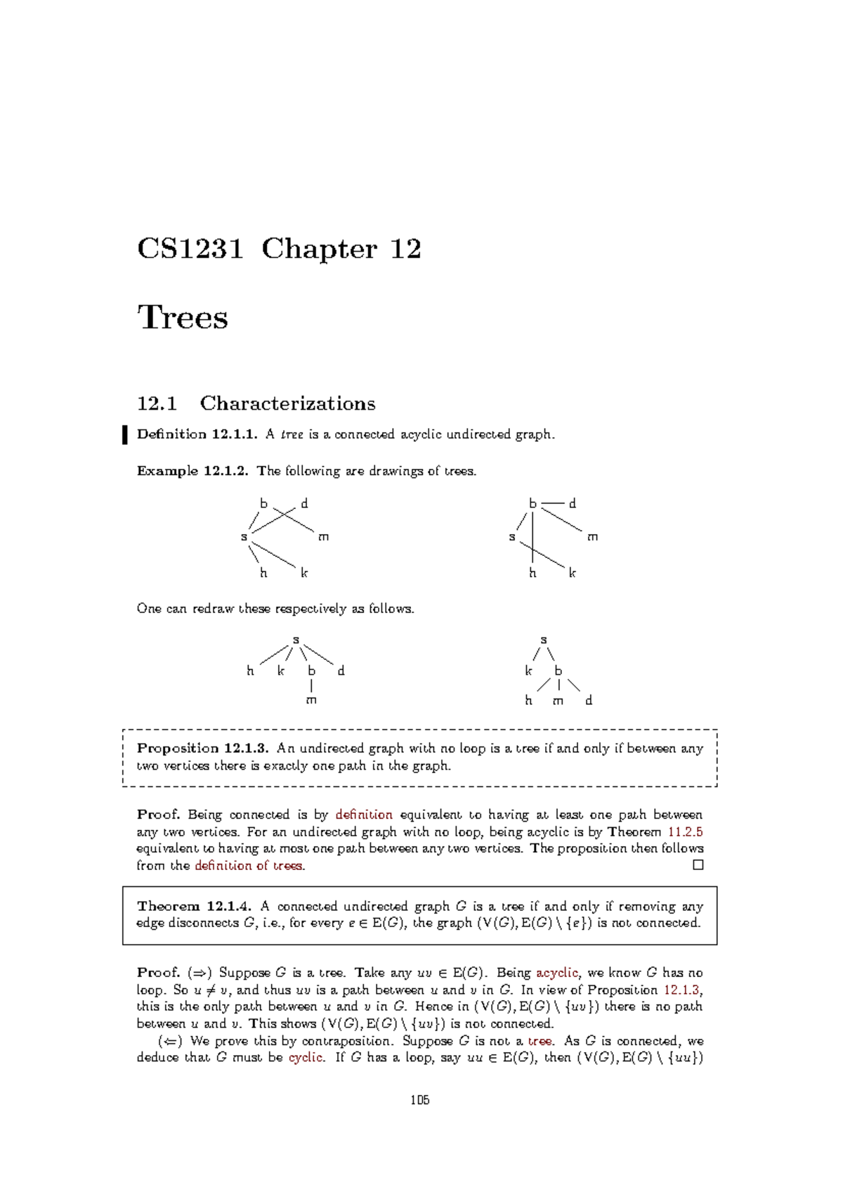 CS1231 Chapter 12: Trees - Key Definitions and Theorems - Studocu