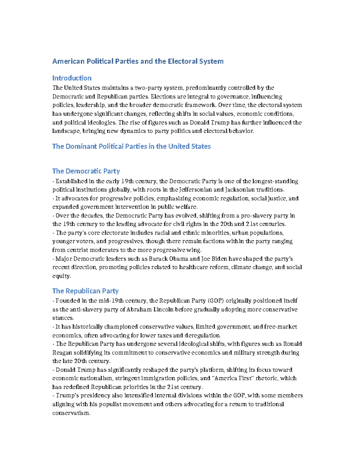 American Political Parties Elections - American Political Parties and ...