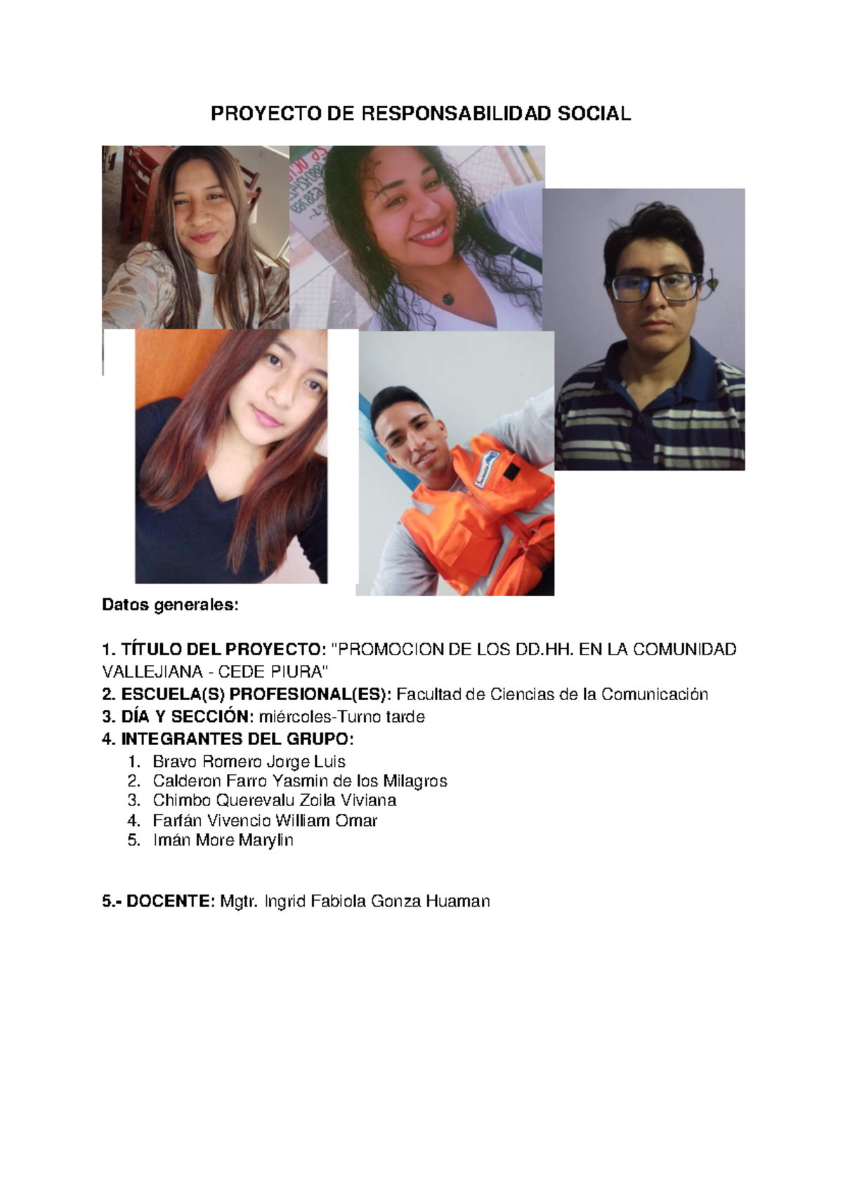 Proyecto DE Responsabilidad Social - Constitucion Y Derechos Humanos - PROYECTO DE ...