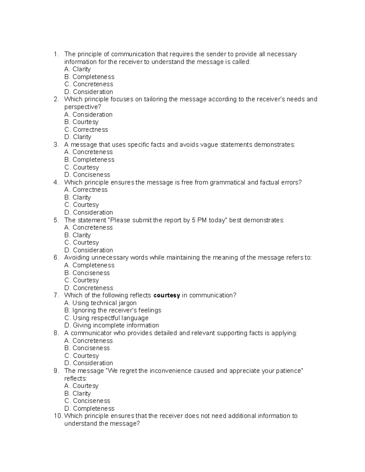 Purcomm Quiz 3: Communication Principles with Answer Key - Studocu
