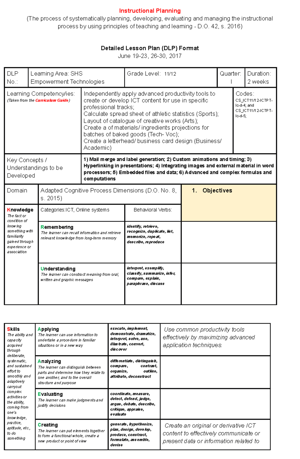 DLP for SHS Empowerment Tech - Daily Lesson Plan Weeks 3 & 4 - Studocu