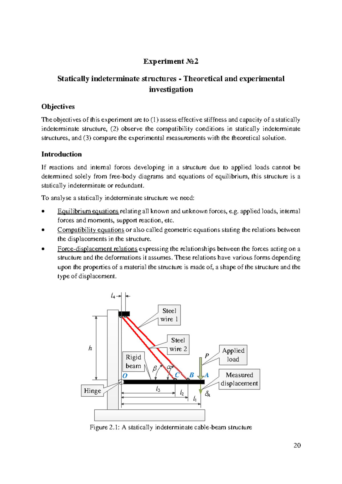 Laboratory Manual 3: Experimental Study of Statically Indeterminate ...