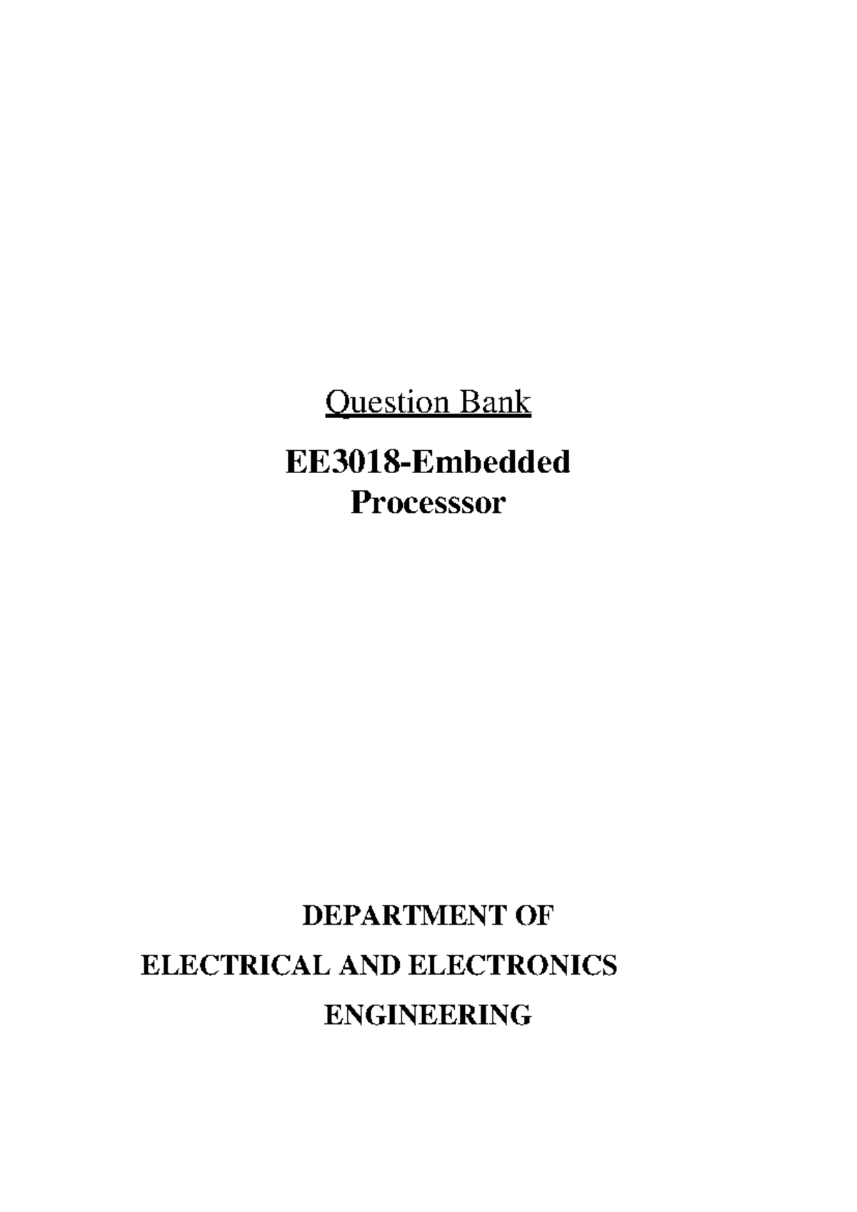 EE3018 Embedded Systems Question Bank: Key Concepts & Components - Studocu