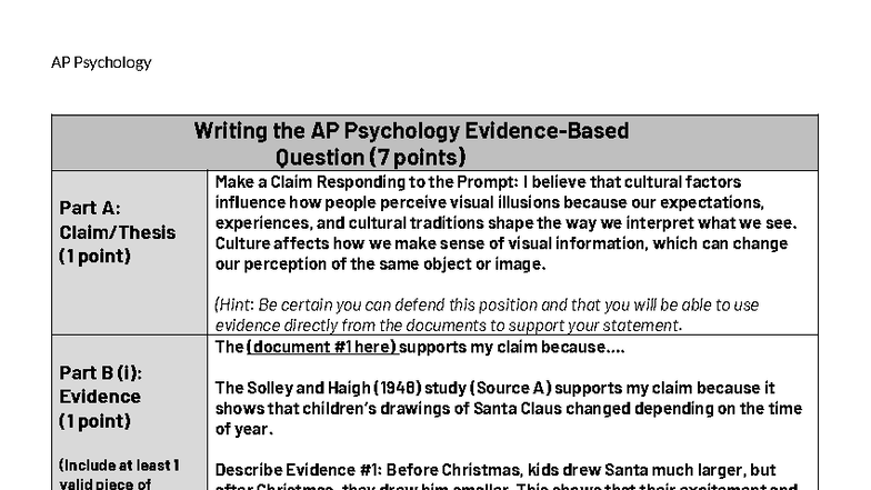 AP Psychology Essay Notes: Cultural Influences on Perception - Studocu
