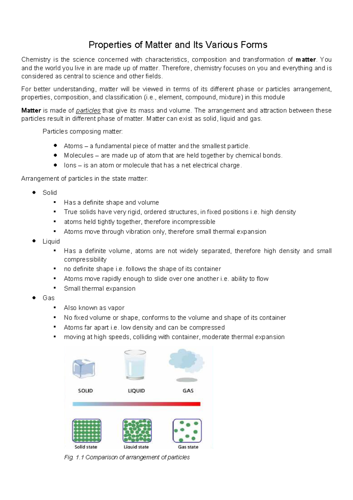 Chemistry 101: Properties of Matter and Its Forms - Study Notes - Studocu