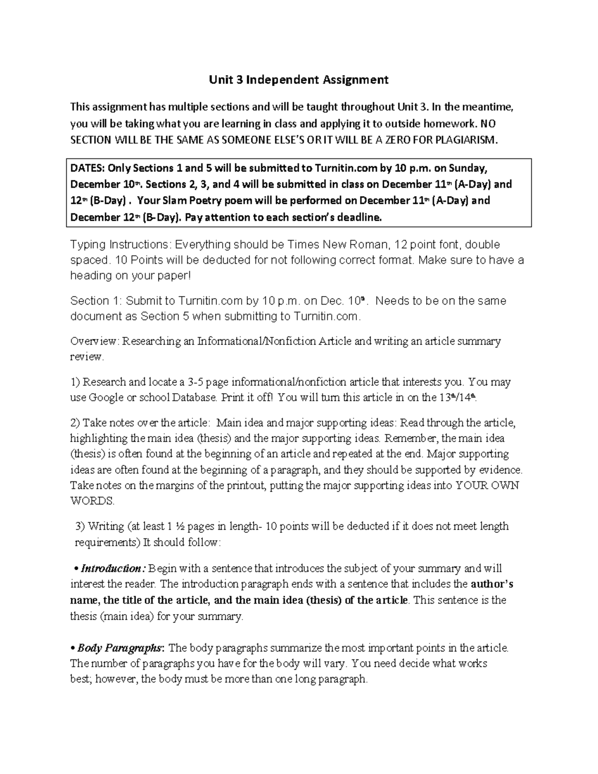 English Annotation Project - Unit 3 Independent Assignment This assignment has multiple sections ...