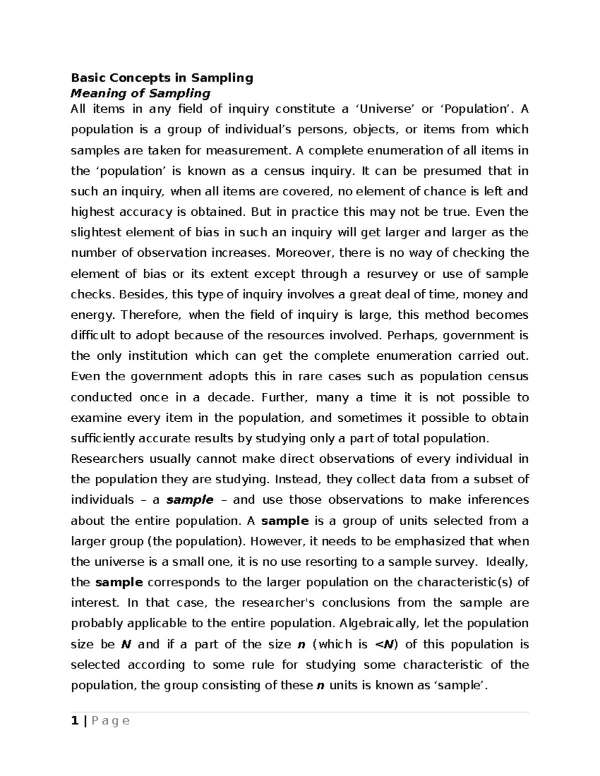 CHAPTER 3: Key Concepts and Designs in Sampling Techniques - Studocu