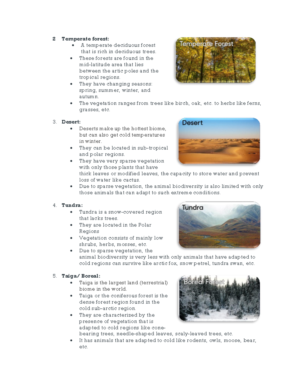 BIOL 101: Study Notes on Different Biomes and Their Characteristics ...