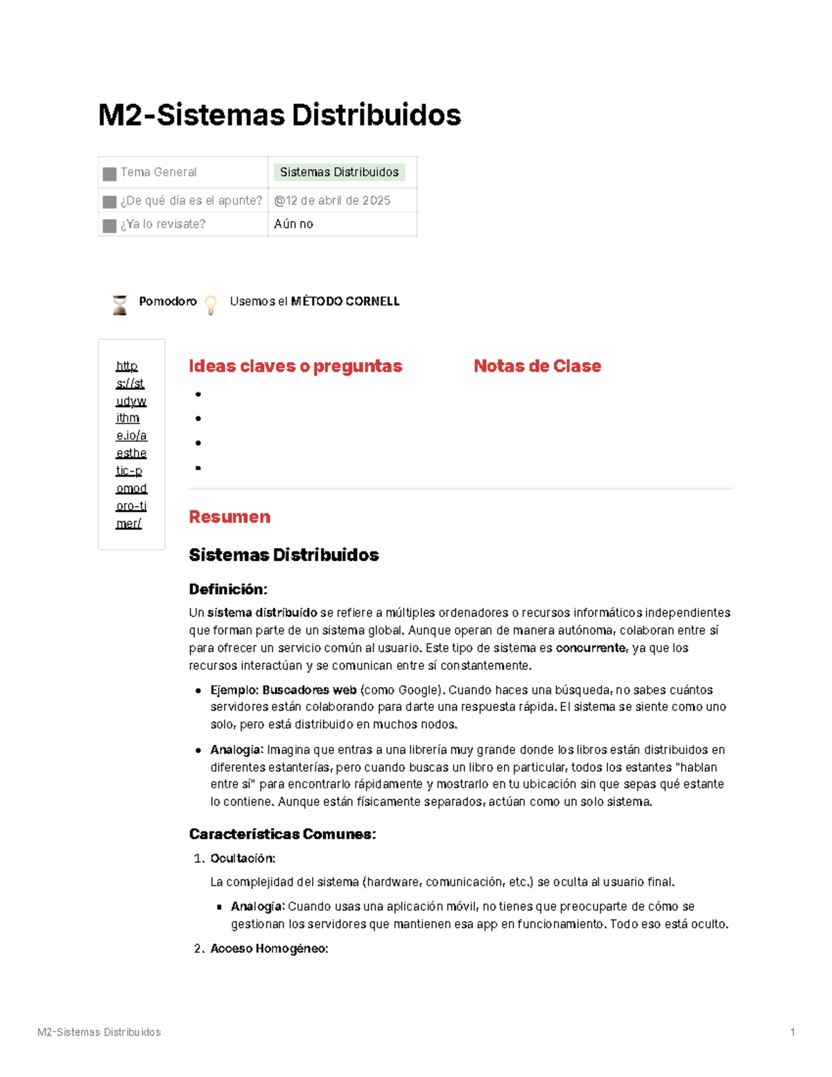 M2 - Notas de Clase sobre Sistemas Distribuidos: Conceptos Clave y ...