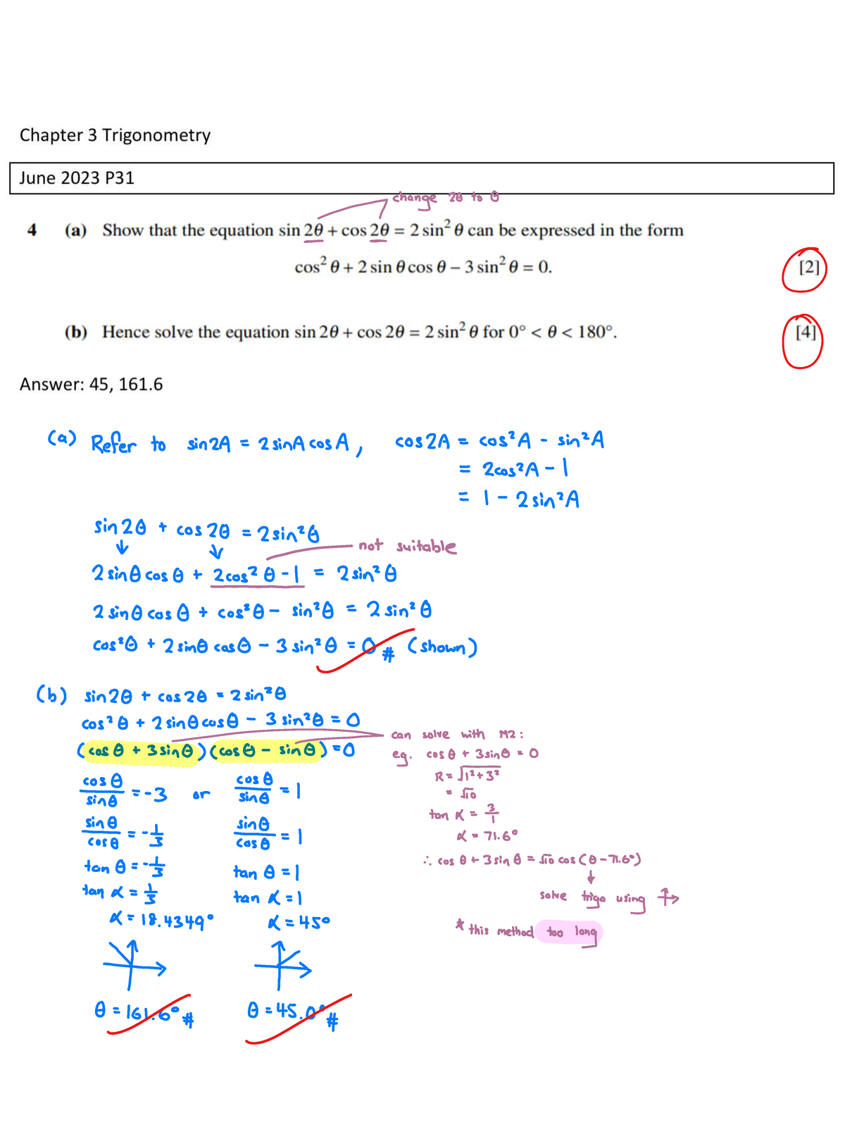 A Level Trigonometry Chapter 3 Practice Problems - June 2023 - Studocu