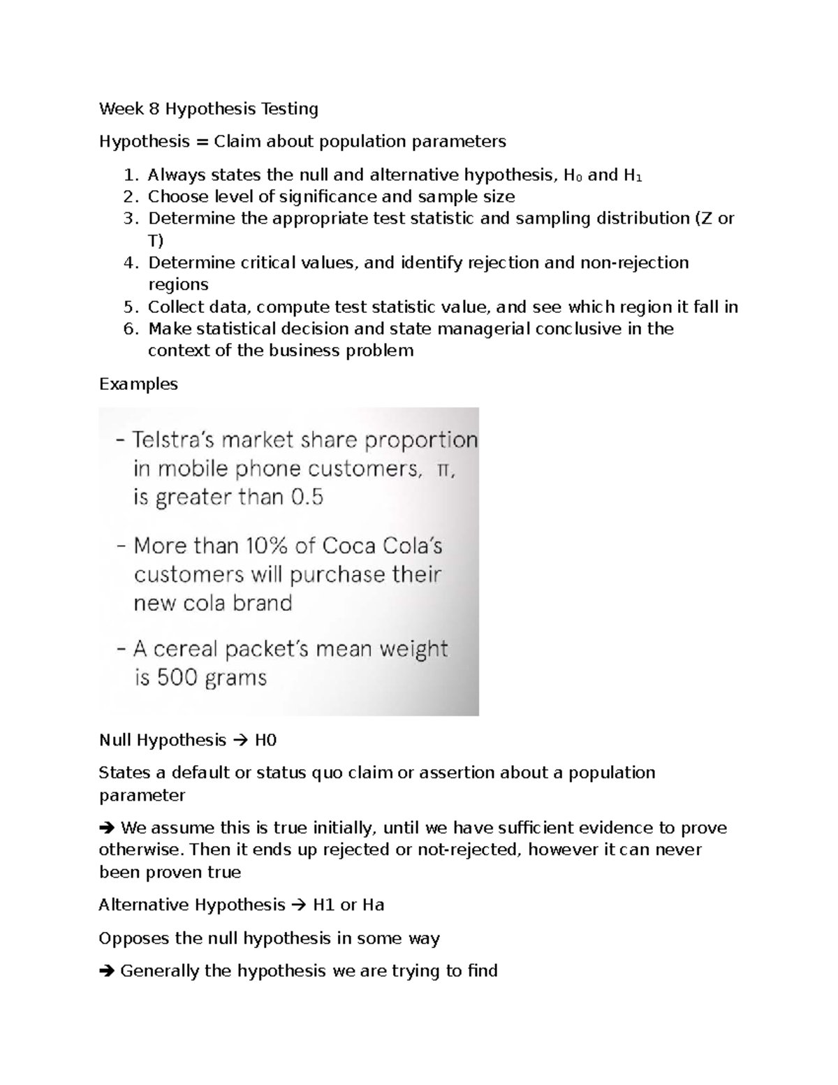 Week 8 Hypothesis Testing: Claims, Errors, and Decision Making - Studocu