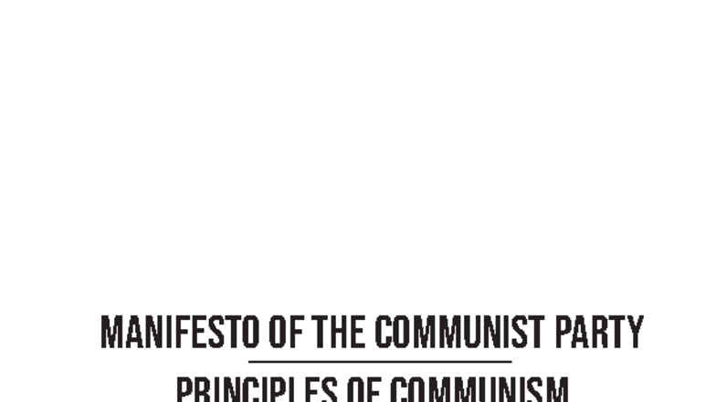 Manifesto of the Communist Party: Principles of Communism (ENG 101 ...