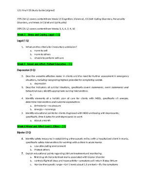 Exam 1 Study Guide - NURSING 121 STUDY GUIDE EXAM Week #1 ...