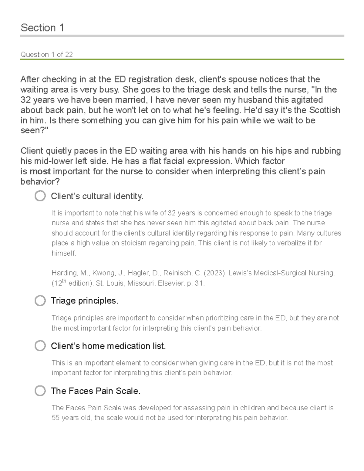 HESI Case Study: Understanding Patient Pain Behavior in ED - Studocu